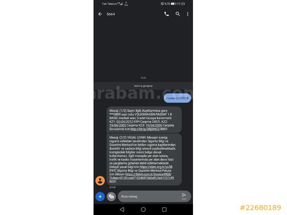 Sahibinden Volkswagen Passat 1.8 Basic 1998 Model Artvin 360.000 km - - 22680189 | arabam.com